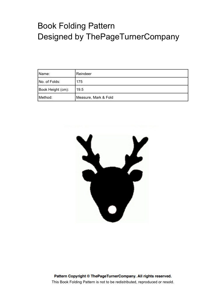 Christmas Reindeer Book Folding Pattern Reindeer Folded Book - Etsy