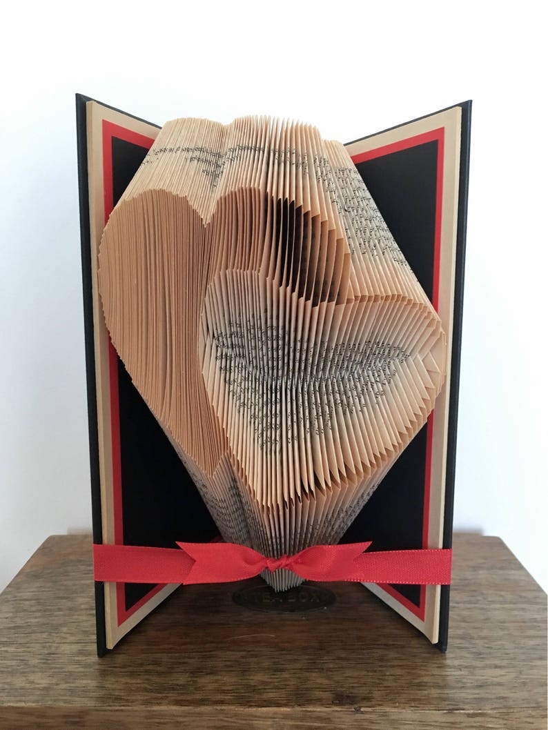 Pair of Hearts #2 Book Folding Pattern - Heart Folded Book Art ...