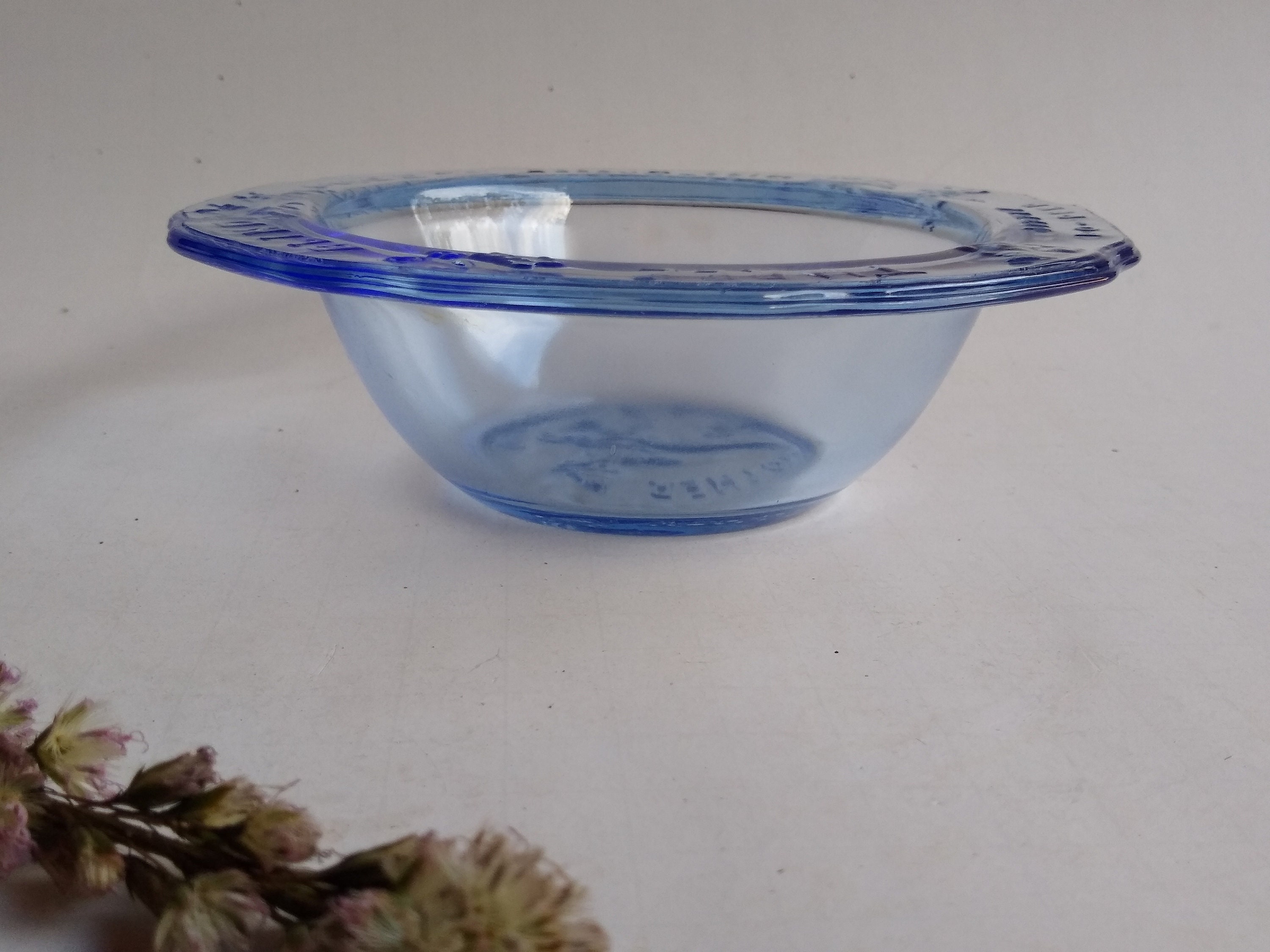 Vintage Mother Goose Childs Blue Glass Bowl Nursery Rhymes - Etsy