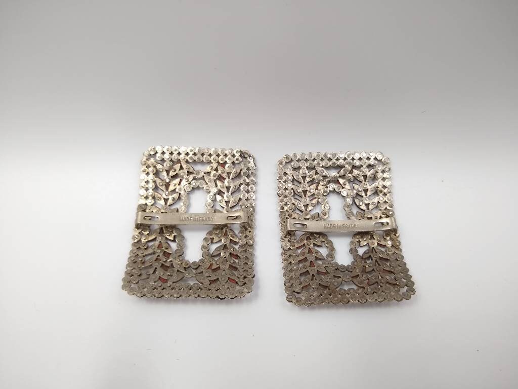 Antique Shoe Clips Made in France, Silver Sparkle Shoe Decor Beaded - Etsy