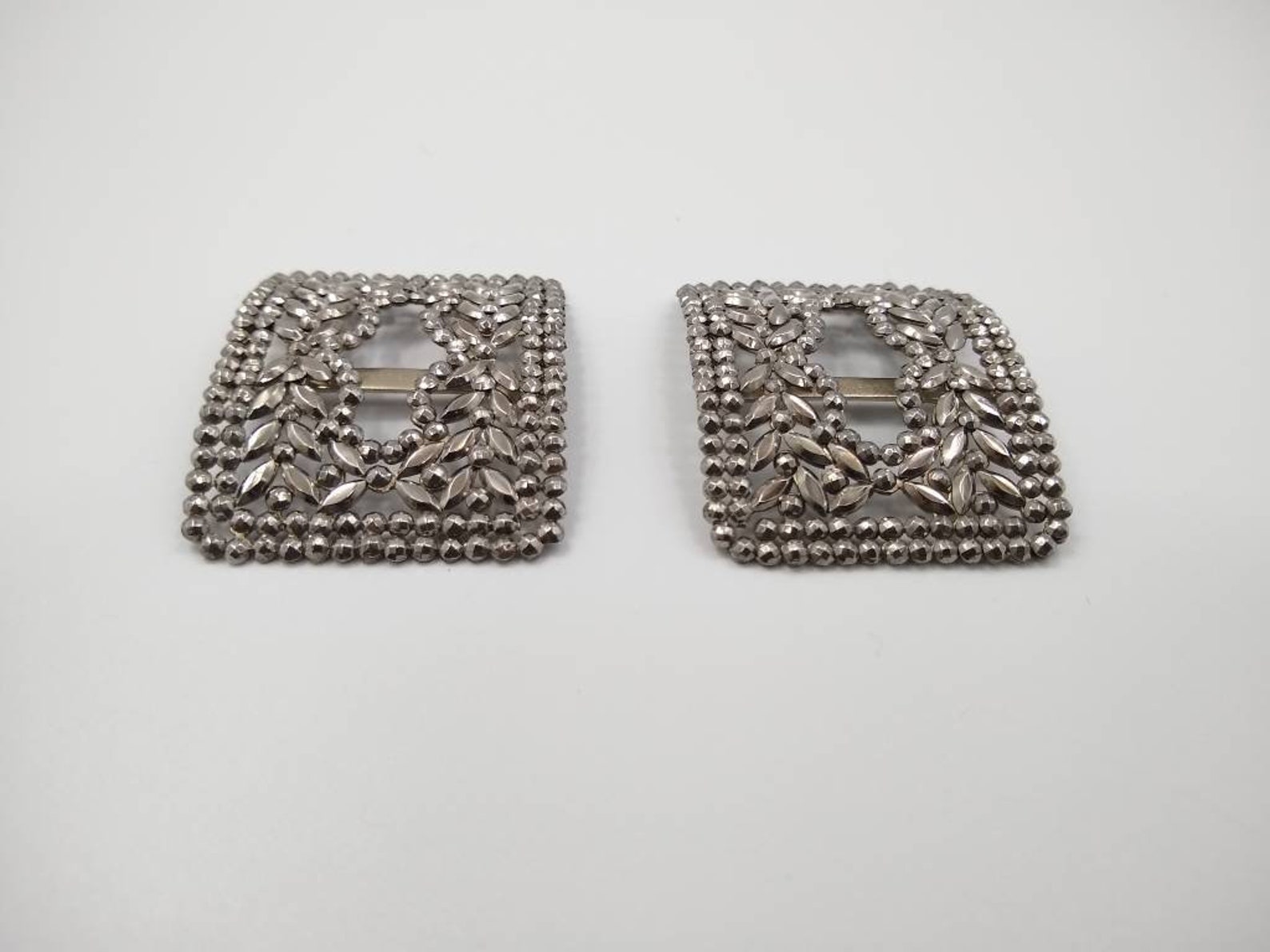 Antique Shoe Clips Made in France, Silver Sparkle Shoe Decor Beaded - Etsy
