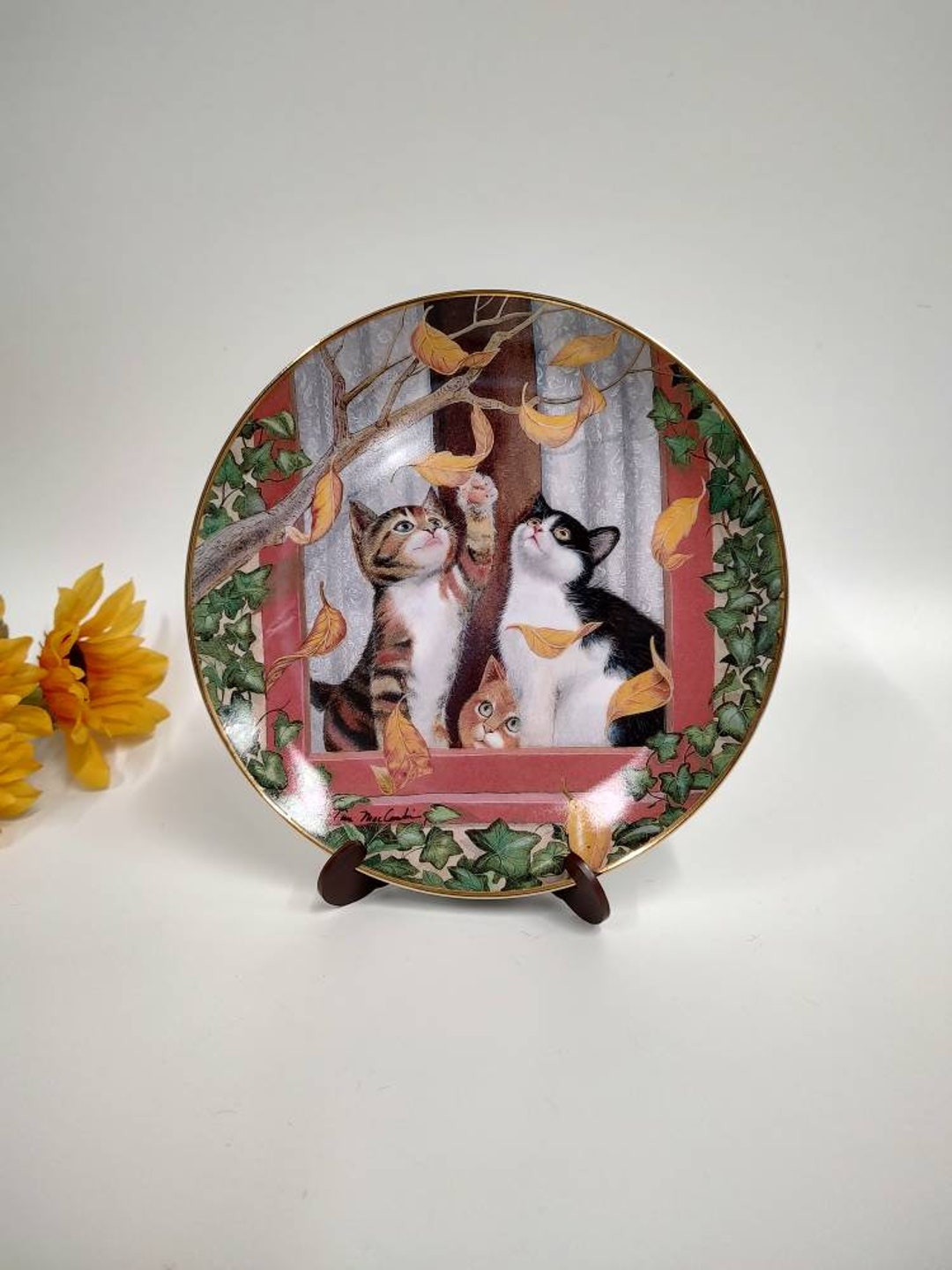 Fall Frolic by Turi Mac Combie Cat Collector Plate Porcelain Franklin ...