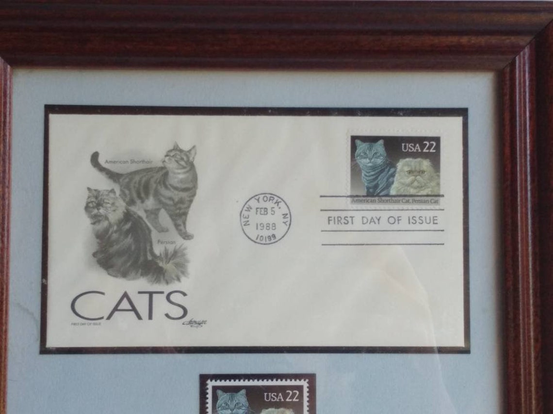 Vintage Cat Postage Stamps USA 22 Cent Framed February 5 1988 | Etsy