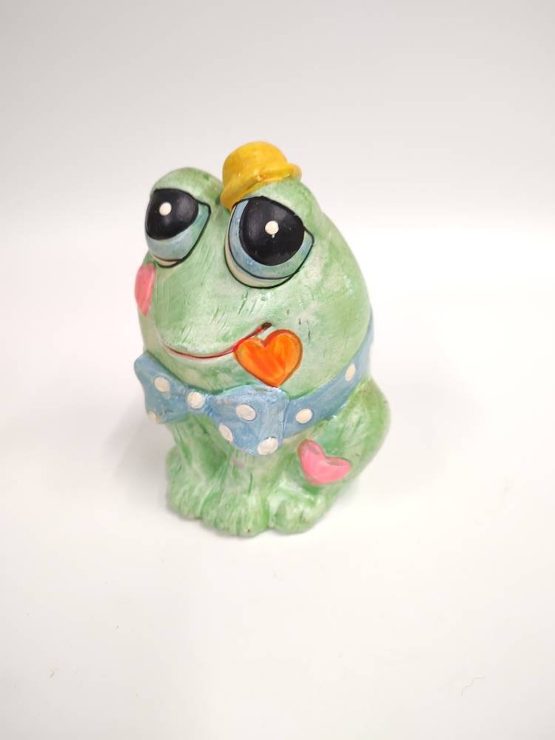 Frog Handmade Bank Vintage Ceramic With Hearts on Face, Bowtie and Hat ...