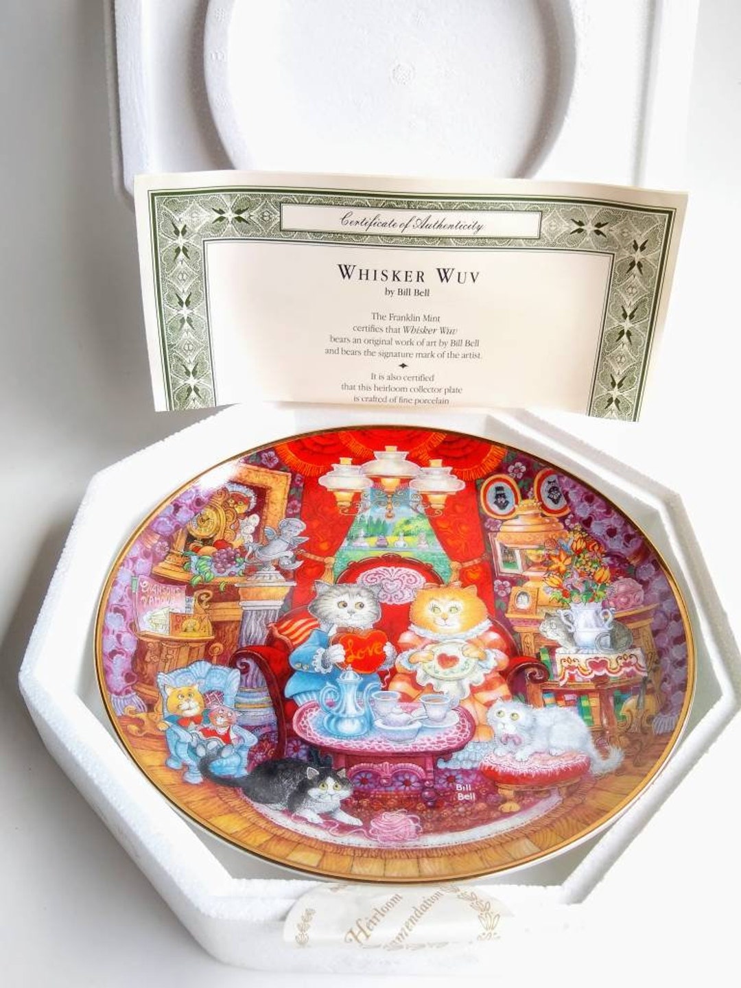 Vintage Bill Bell Whisker Wuv Porcelain Collectable Plate Franklin Mint ...