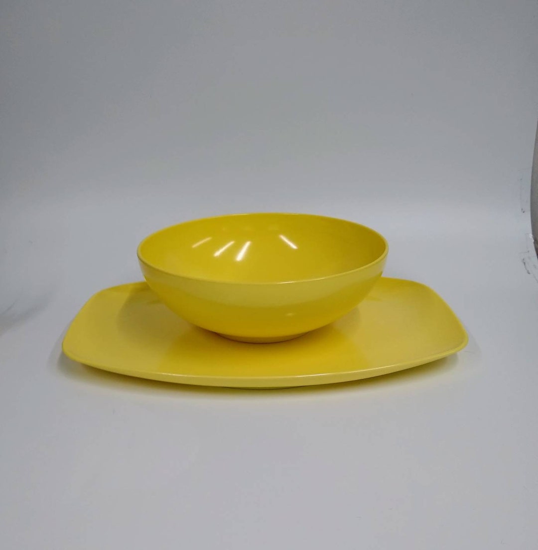 Vintage Stetson Melmac Dinnerware Yellow Platter and Serving Bowl ...