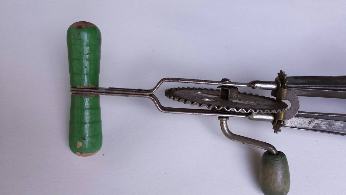 Vintage Egg Beater with Green Wood Handle High Speed Super | Etsy