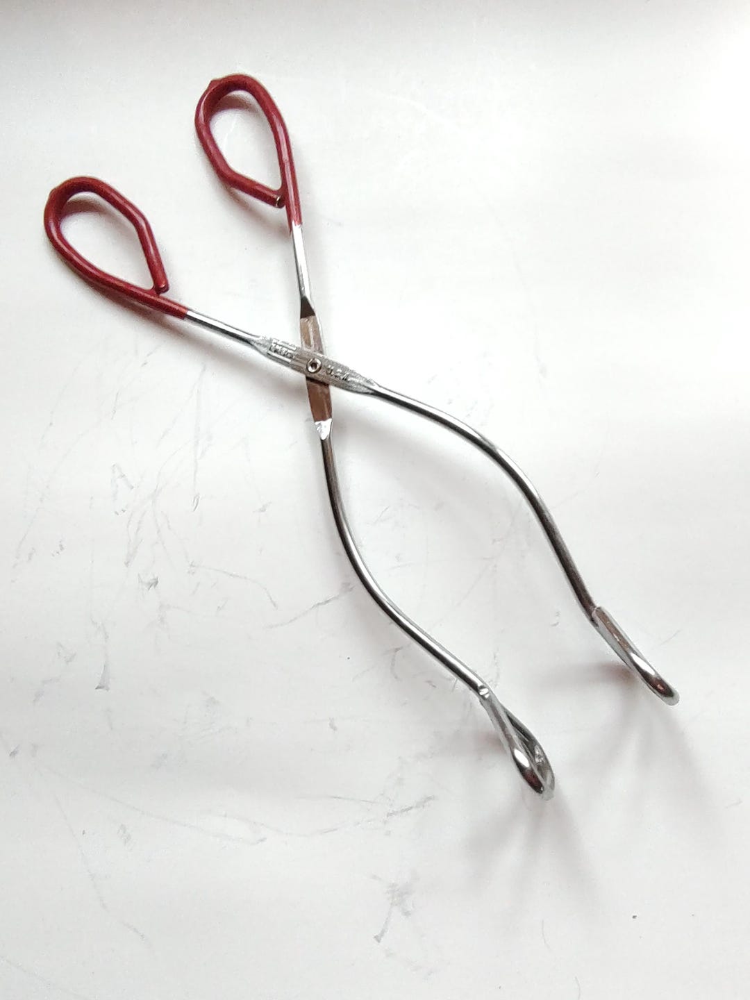 Ekco Large Tongs With Red Coated Handles, Meat or Salad Tongs USA 10 1/ ...