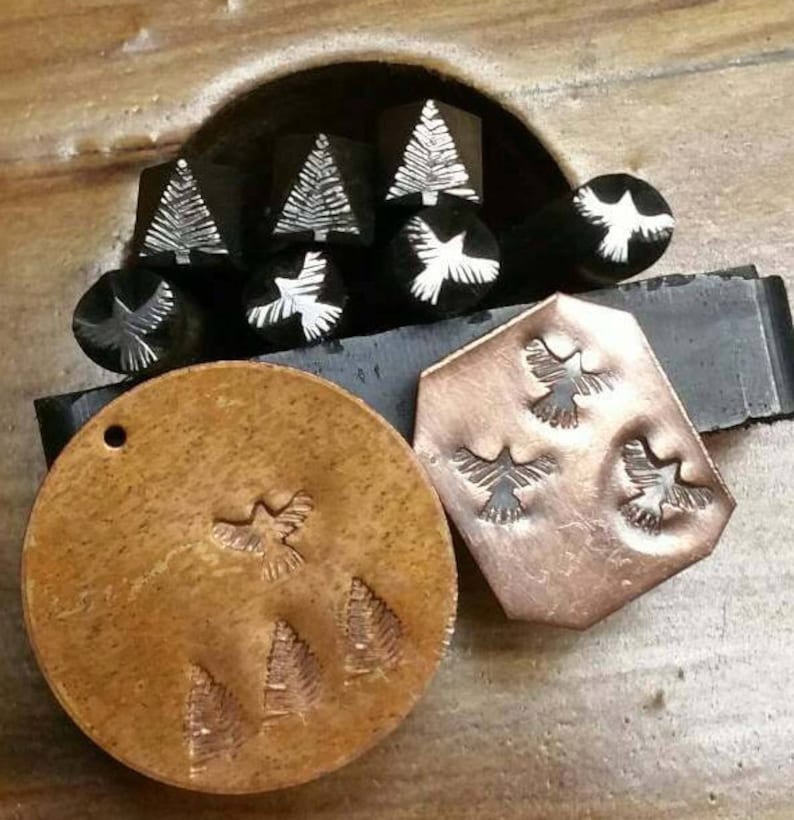 Birds & Trees. Hand Engraved, Handmade, Metalstamp, Stamping, Chasing, Repousse, Silversmith ...
