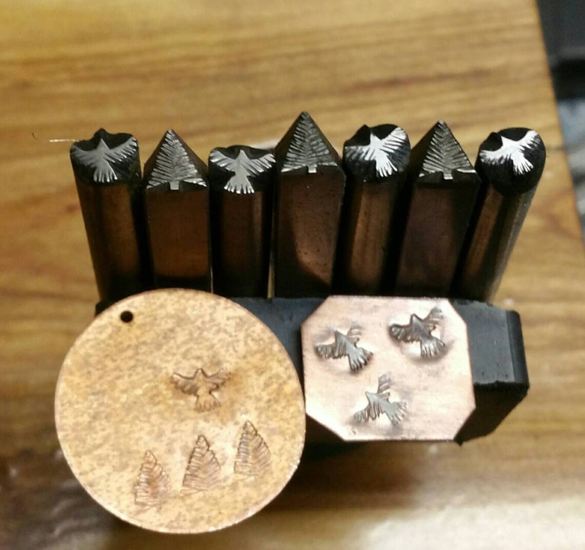Birds & Trees. Hand Engraved Handmade Metalstamp Stamping - Etsy