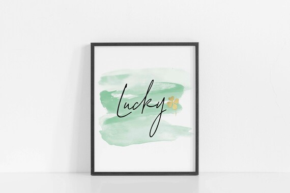 Lucky Art Print Watercolor Wall Art Print St. Patricks Day | Etsy