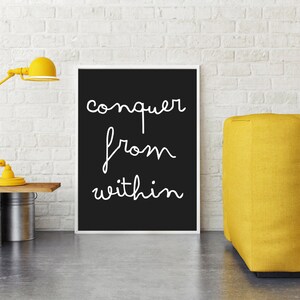 Conquer Typographic Art Print Athlete Gift - Etsy