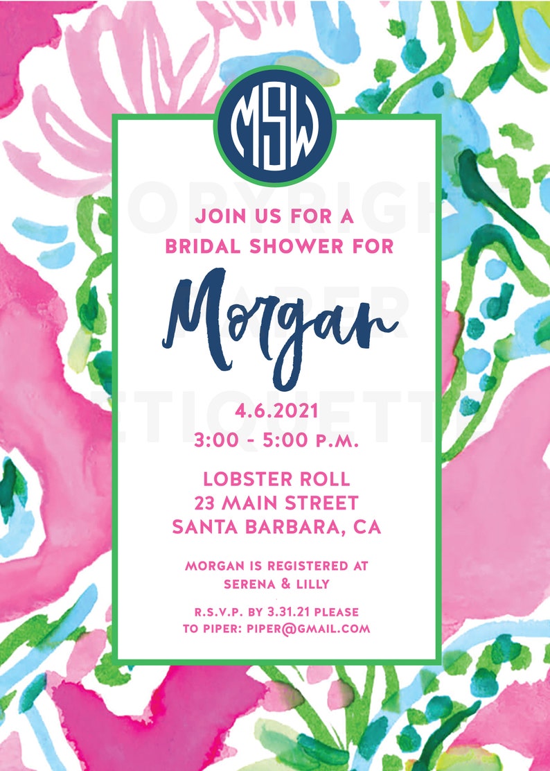 The Lilly Prep Invitation, Sweet Sixteen,southern Preppy Invite ...