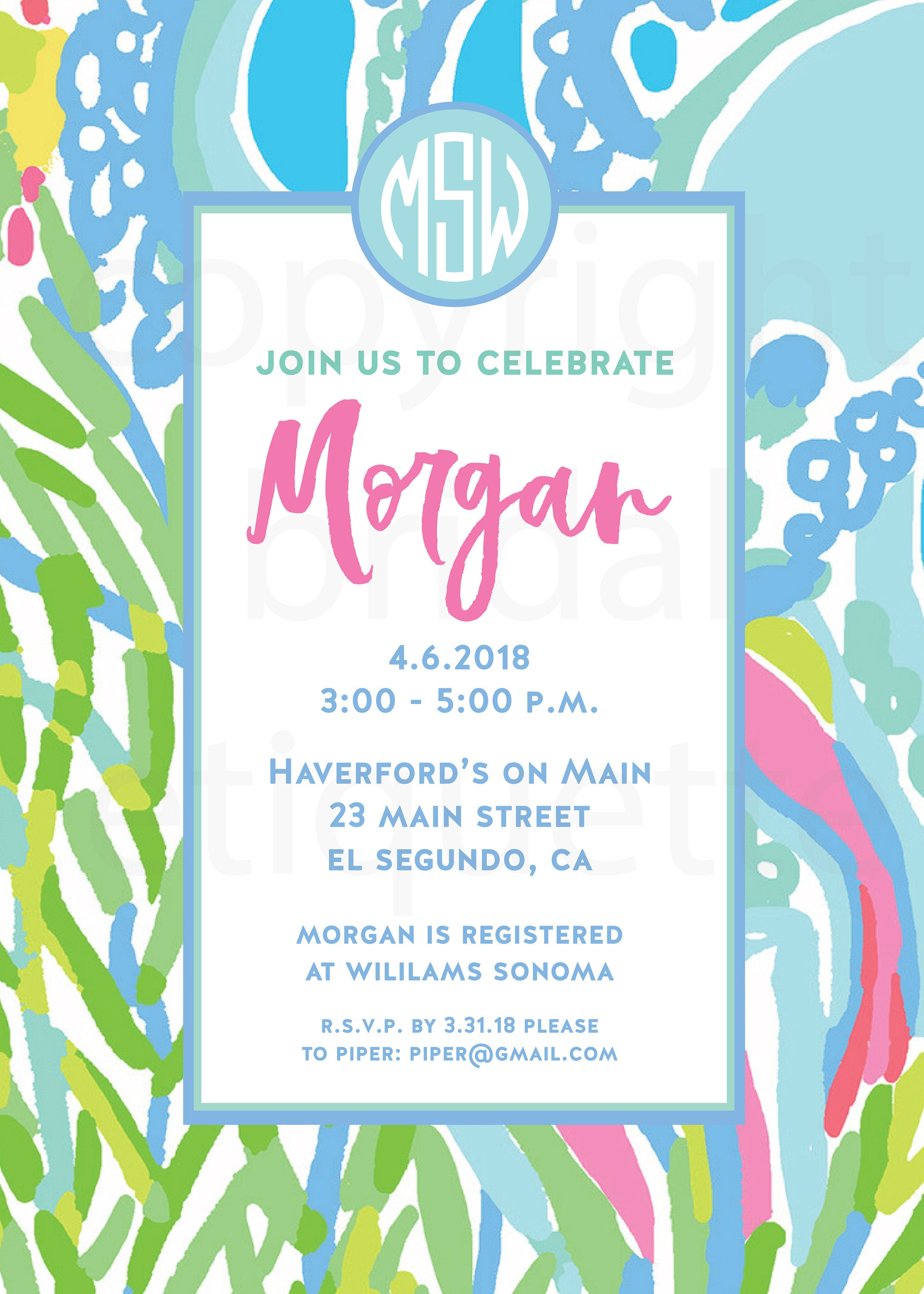 The Lilly Prep Invitation, Sweet Sixteen,southern Preppy Invite ...