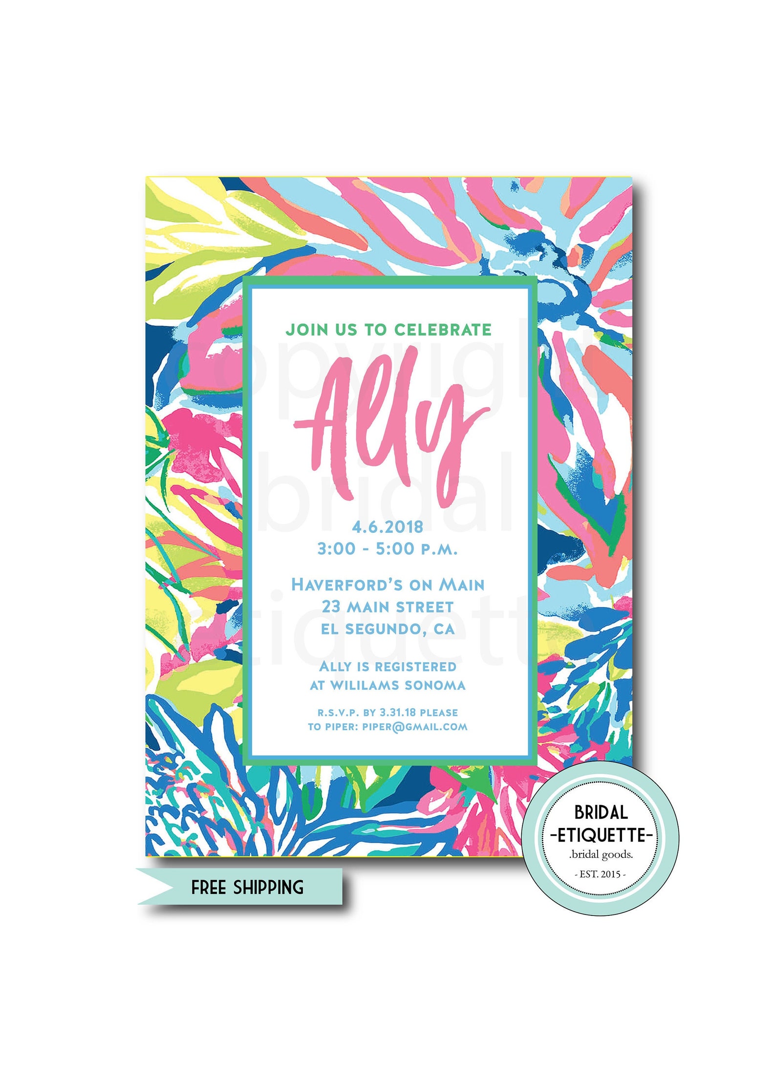 The Lilly Prep Invitation, Sweet Sixteen,southern Preppy Invite ...