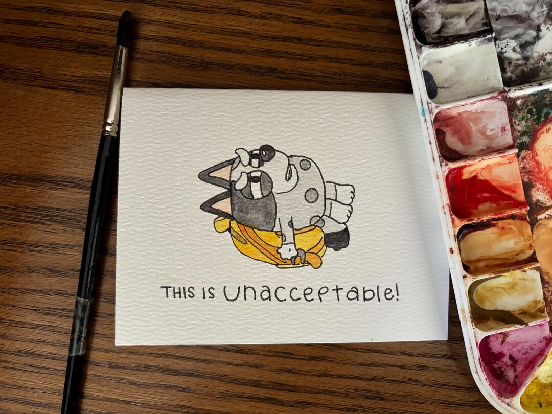 WATERCOLOR GREETING CARD Bluey Disney Muffin Unacceptable Sorry ...