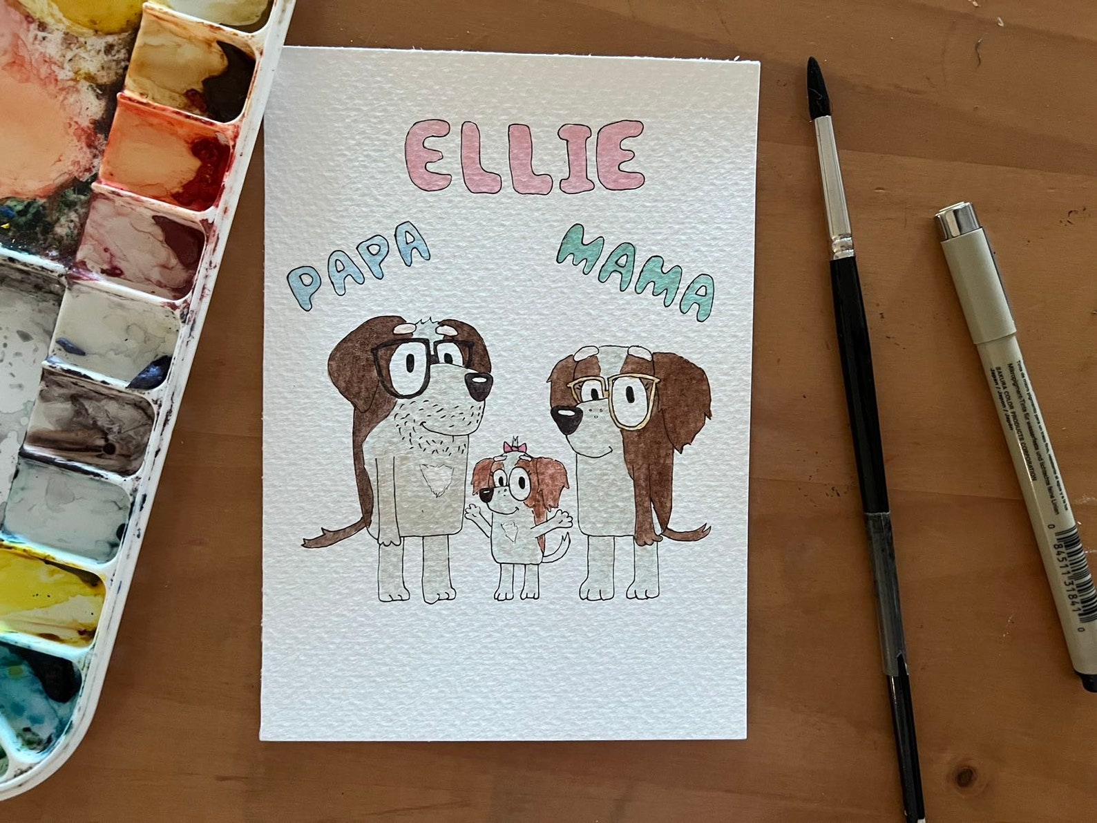 Watercolor BLUEY FAMILY Portrait Bluey Painting - Etsy Canada