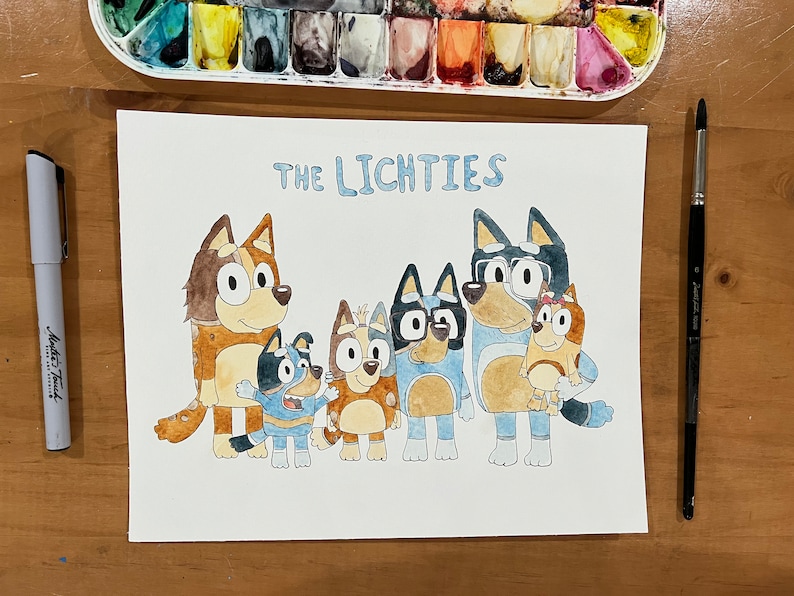 Watercolor BLUEY FAMILY Portrait Bluey Painting - Etsy New Zealand