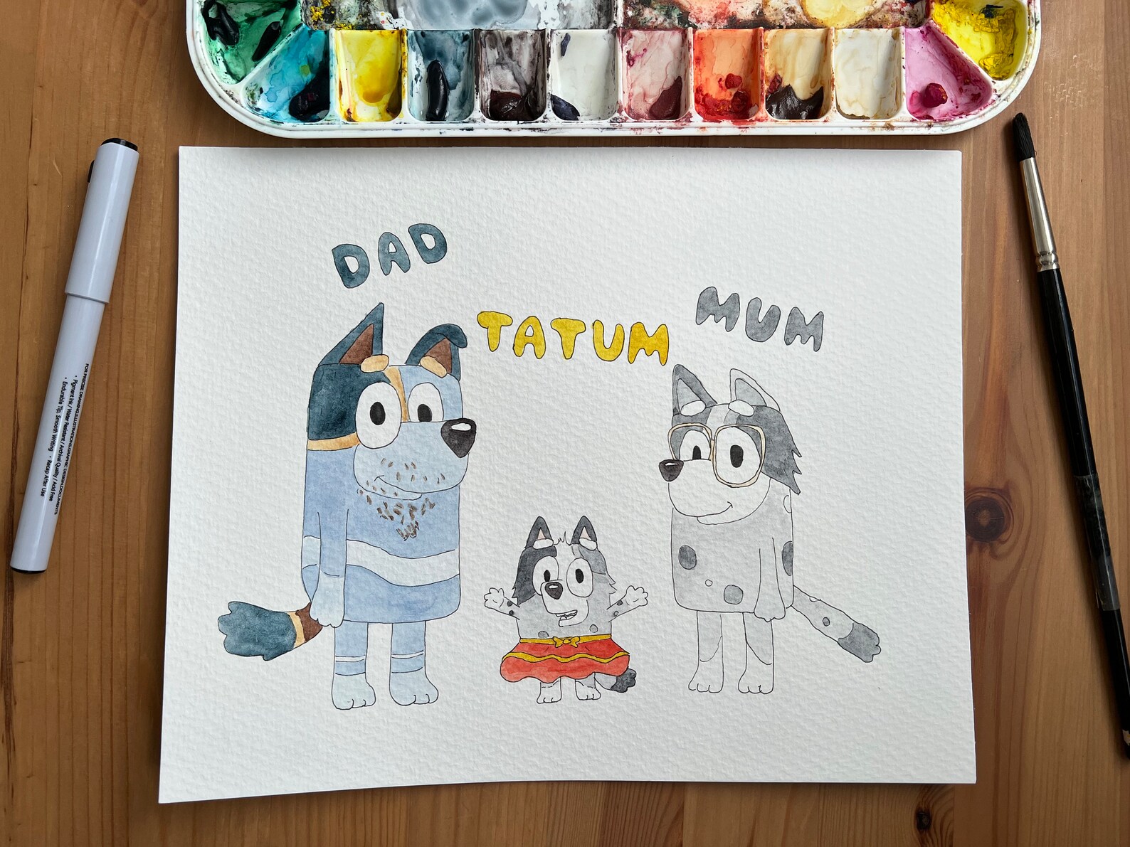 Watercolor BLUEY FAMILY Portrait Bluey Painting - Etsy Canada