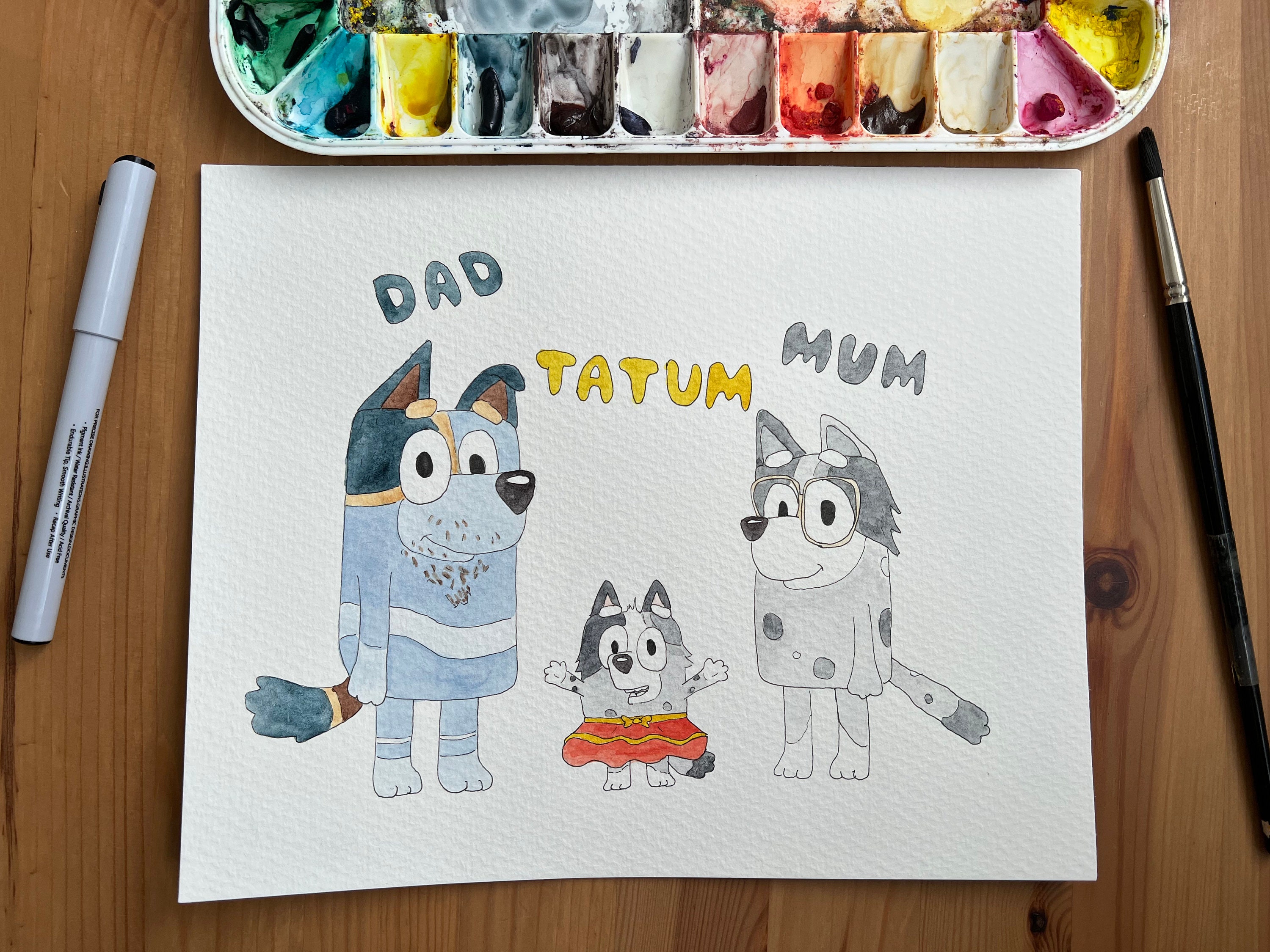 Watercolor BLUEY FAMILY Portrait Bluey Painting - Etsy Canada
