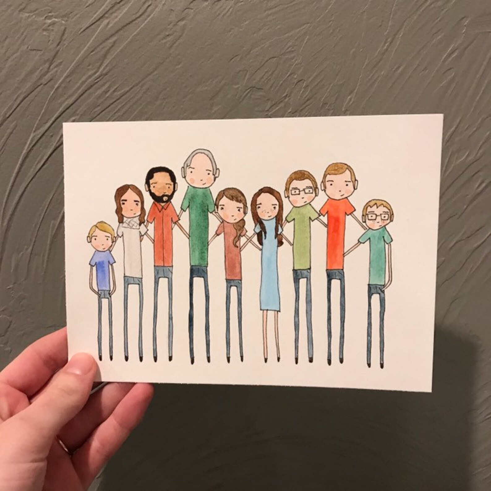 WATERCOLOR FAMILY PORTRAIT Stick Figures Painting - Etsy