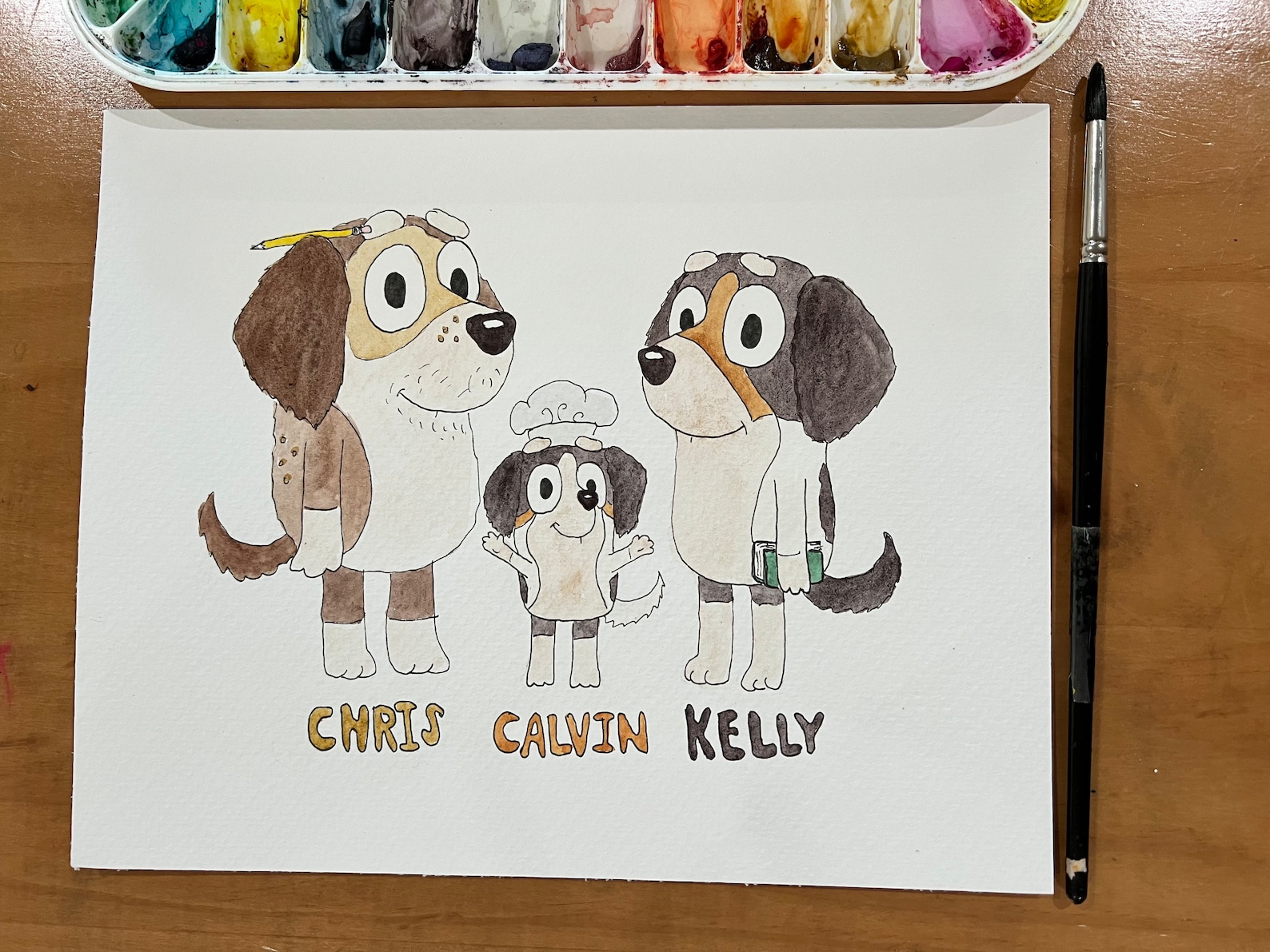 Watercolor BLUEY FAMILY Portrait Bluey Painting - Etsy