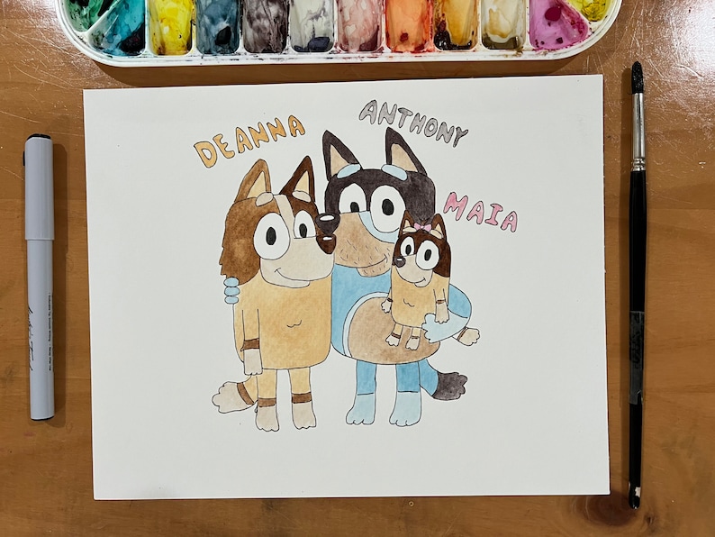 Watercolor BLUEY FAMILY Portrait Bluey Painting - Etsy New Zealand