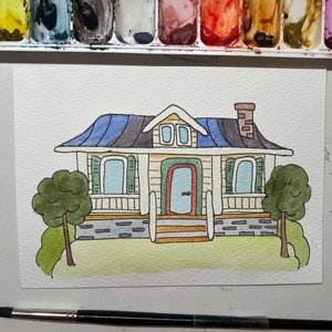 WATERCOLOR BLUEY Style House Portrait Bluey Disney - Etsy