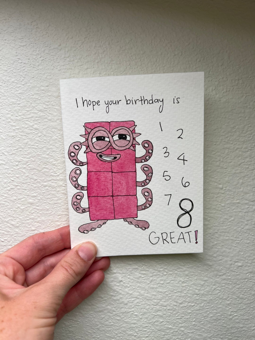 Numberblocks Birthday Card Octoblock 8th Birthday - Etsy
