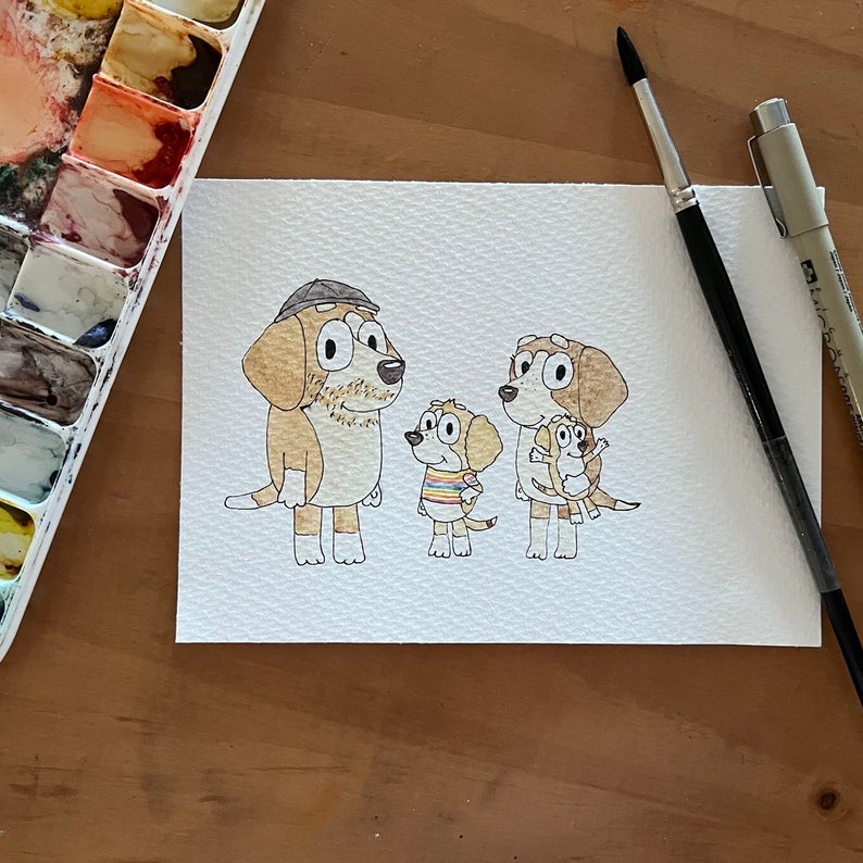 Watercolor BLUEY FAMILY Portrait Bluey Painting - Etsy Canada