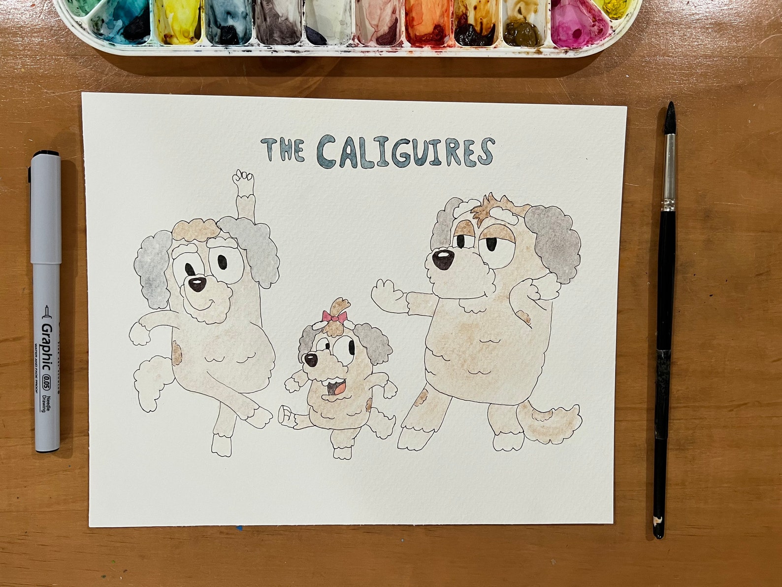 Watercolor BLUEY FAMILY Portrait Bluey Painting - Etsy