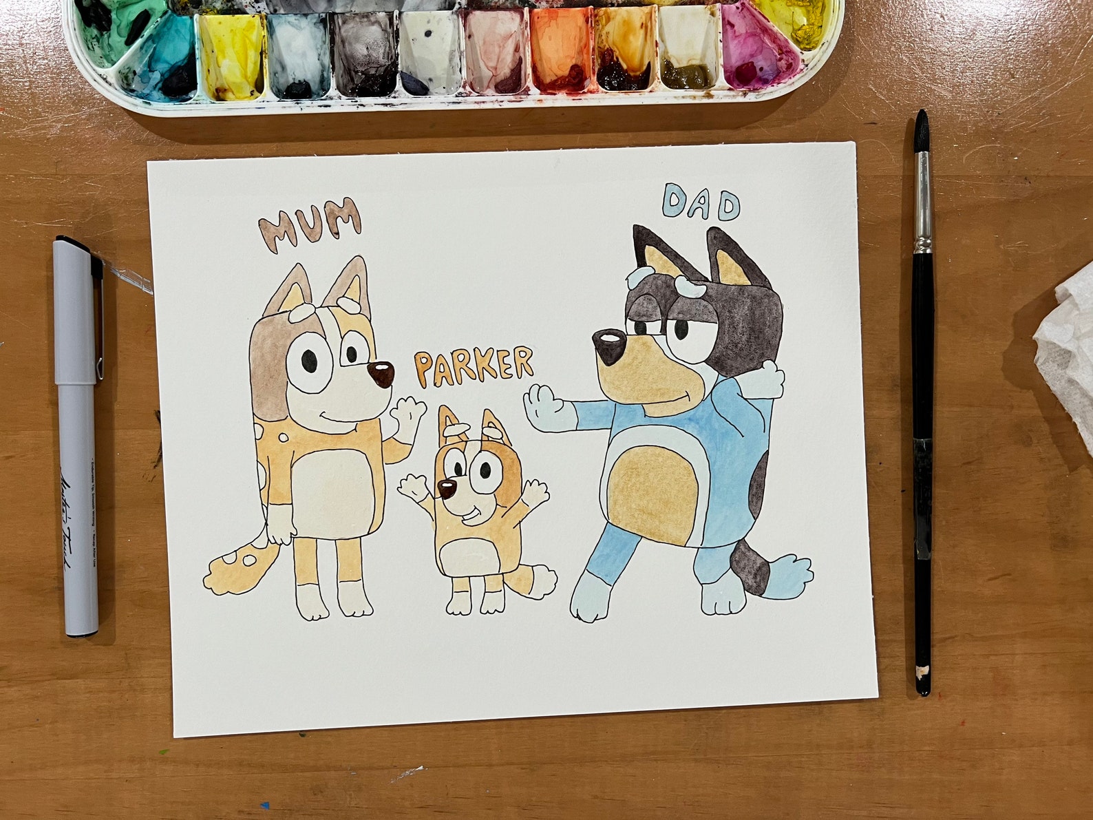 Watercolor BLUEY FAMILY Portrait Bluey Painting - Etsy Canada