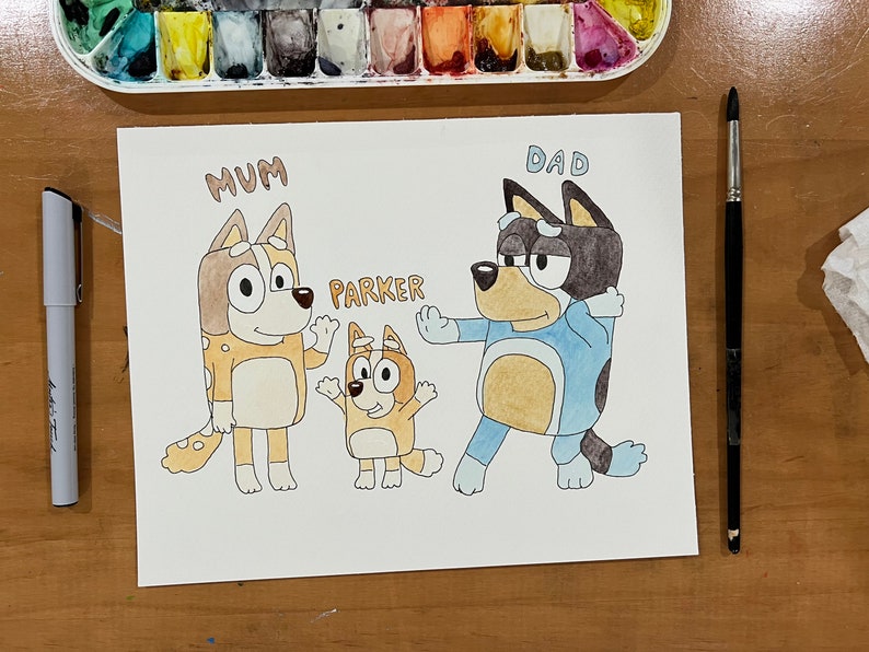 Watercolor BLUEY FAMILY Portrait Bluey Painting - Etsy Canada