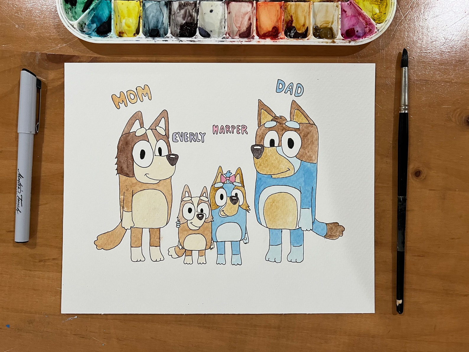 Watercolor BLUEY FAMILY Portrait Bluey Painting - Etsy Canada