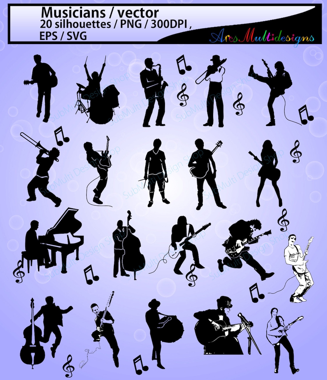 Musicians SVG / Musicians Silhouette / Musicians Clipart / Musicians ...