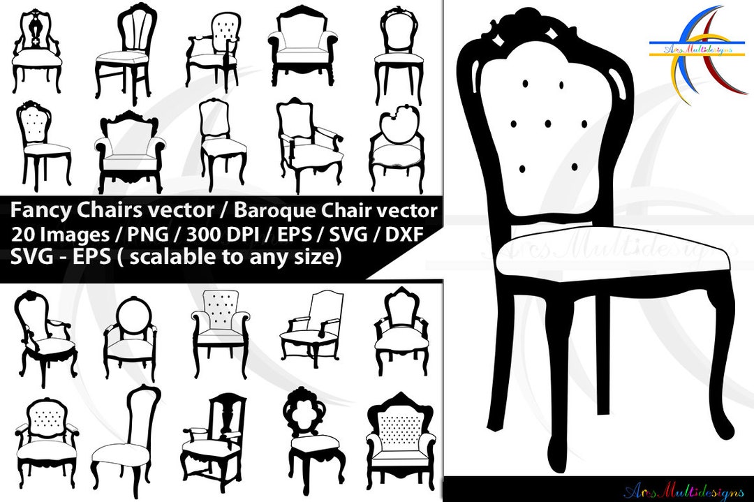 Fancy Chairs Svg Silhouette / Fancy Chair Vectors / Fancy Baroque ...