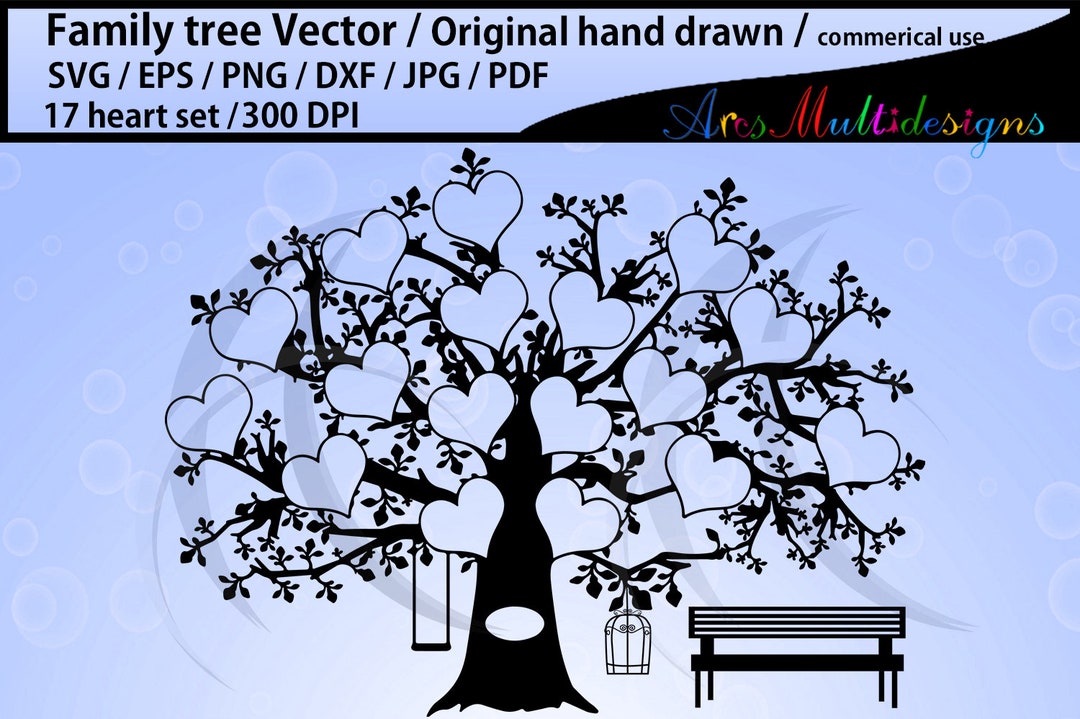 17 Hearts Family Tree Clipart SVG, EPS, Dxf, Png, Pdf, Jpg /family Tree ...