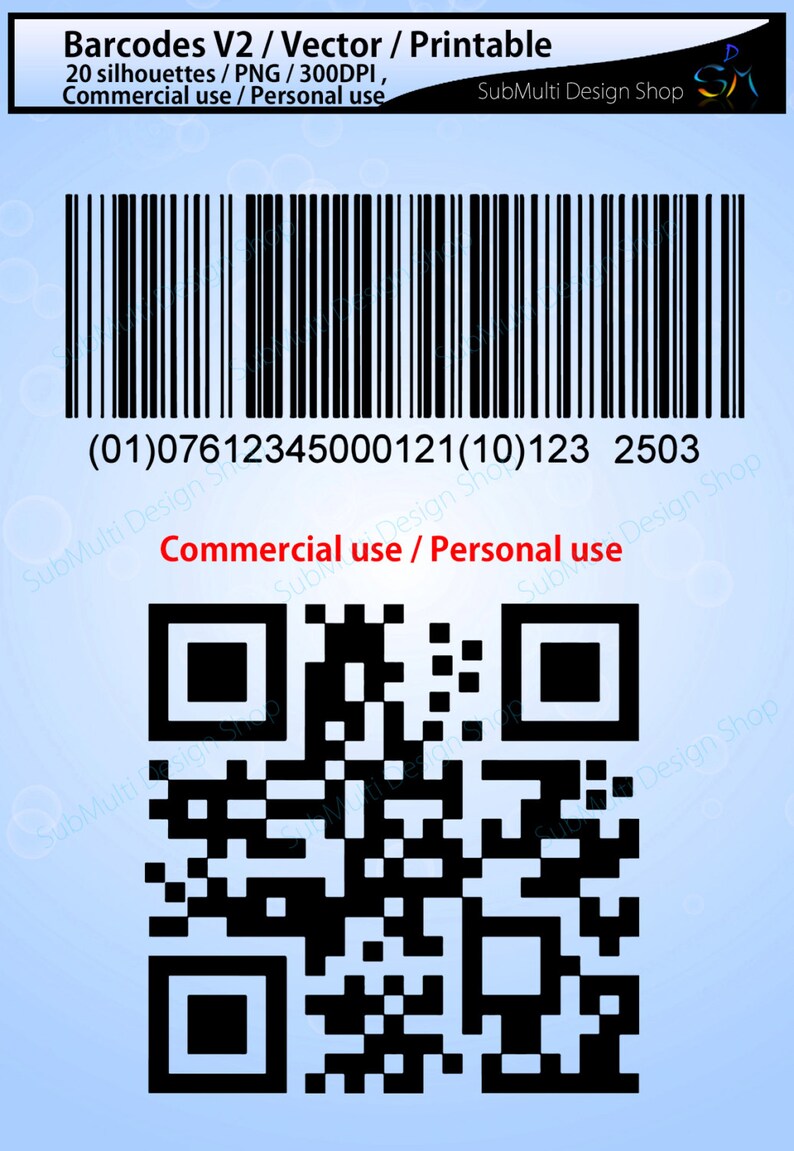 Barcodes Silhouette / 20 Barcode / Printable Bar Code / Vector - Etsy