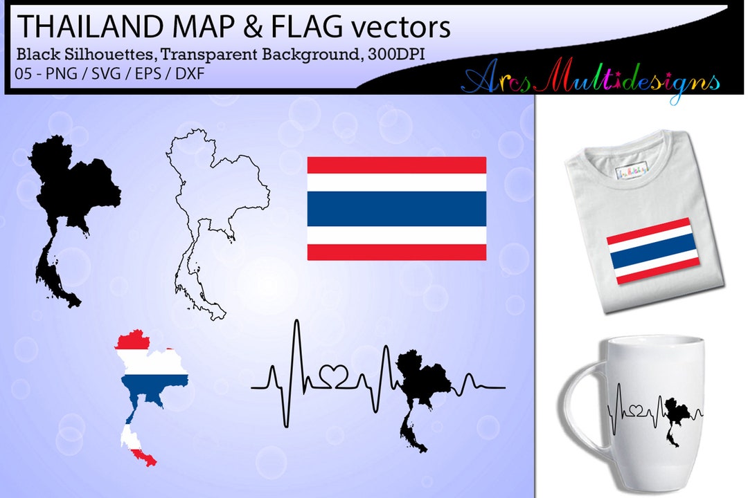 Thailand Map SVG / Thailand Flag SVG / Thailand Map Silhouette Vector ...