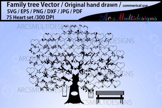 Family Tree Svg Family Tree 75 Heart Template EPS Dxf Png - Etsy