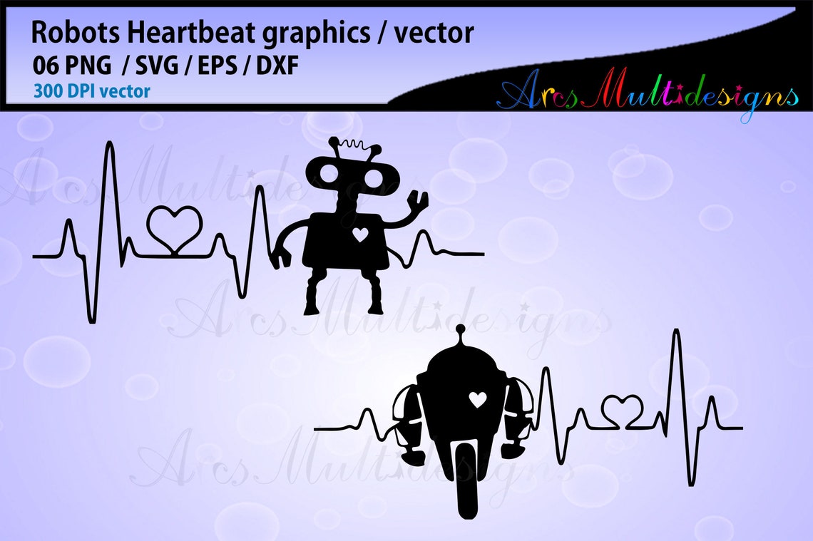 Robot Heartbeat Graphics Svg / Robot Heartbeat Svg / Robot - Etsy
