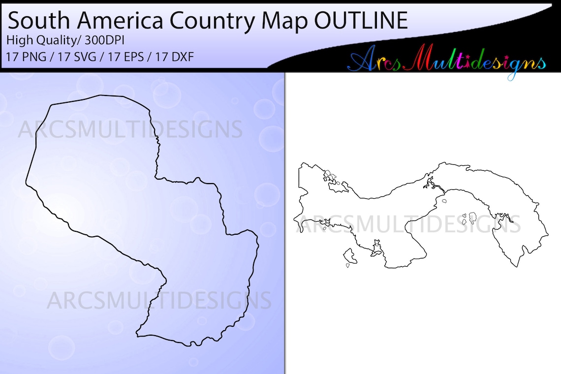 South America Countries Outline Map / South America Countries Map ...