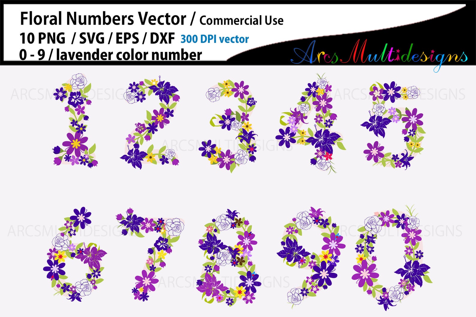 Floral Numbers SVG / Lavender Floral Number / Flower Numbers | Etsy