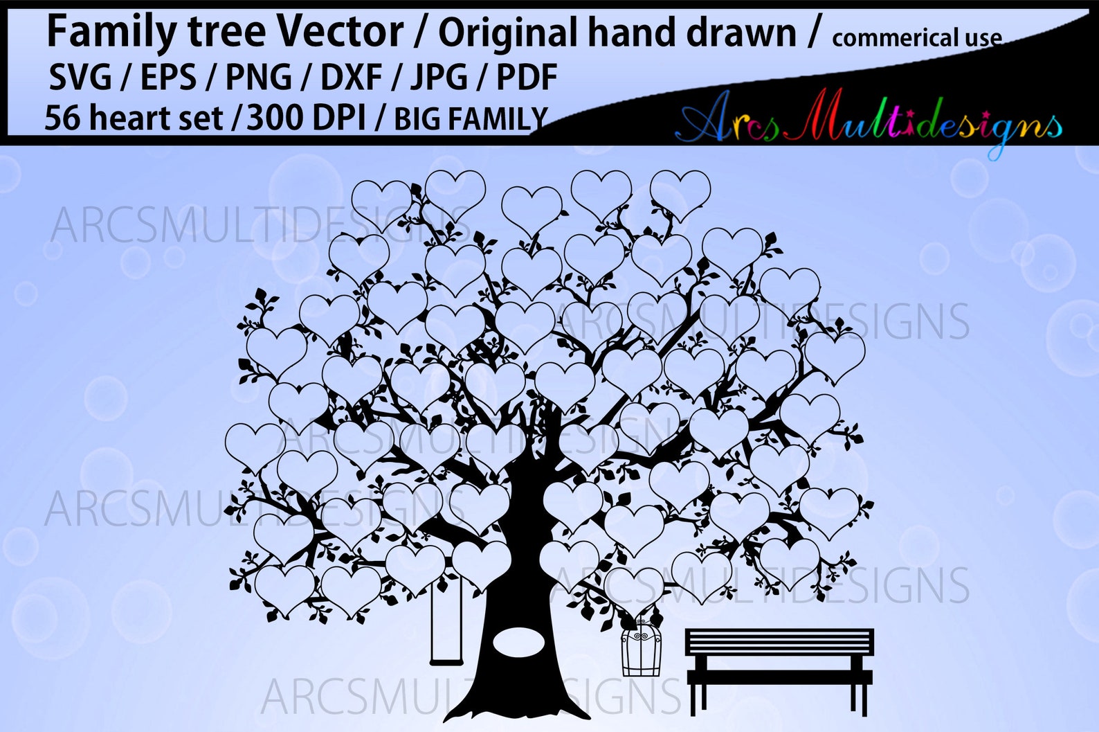 Family Tree Svg 56 Hearts Family Tree SVG EPS Dxf Png - Etsy
