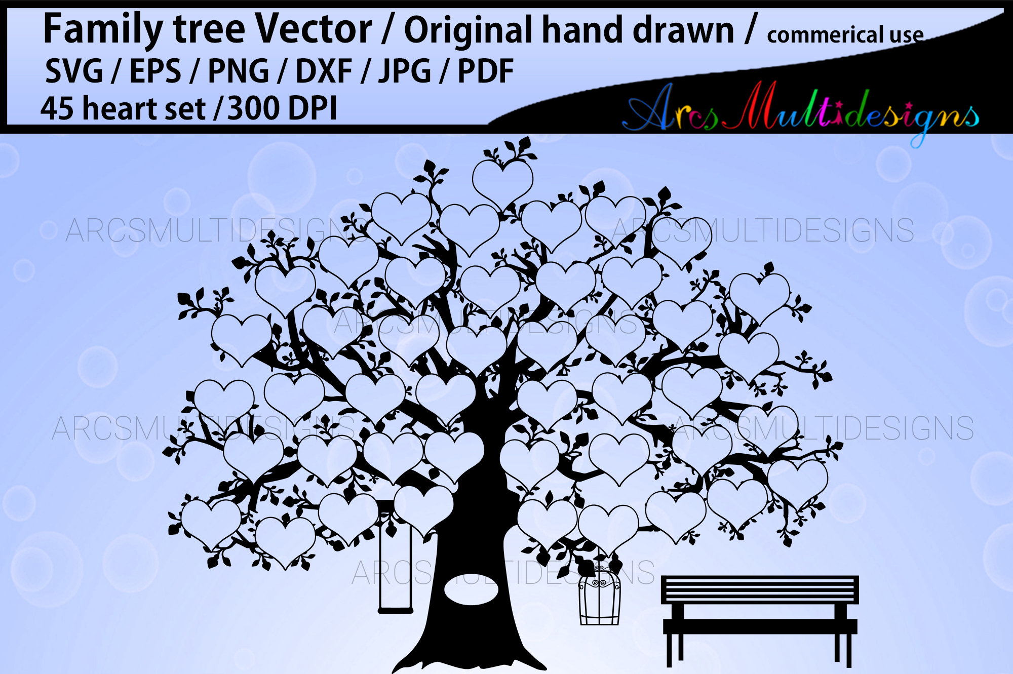 Heart Family Tree Clipart: Hand Drawn SVG Vector (digital Download) - Etsy