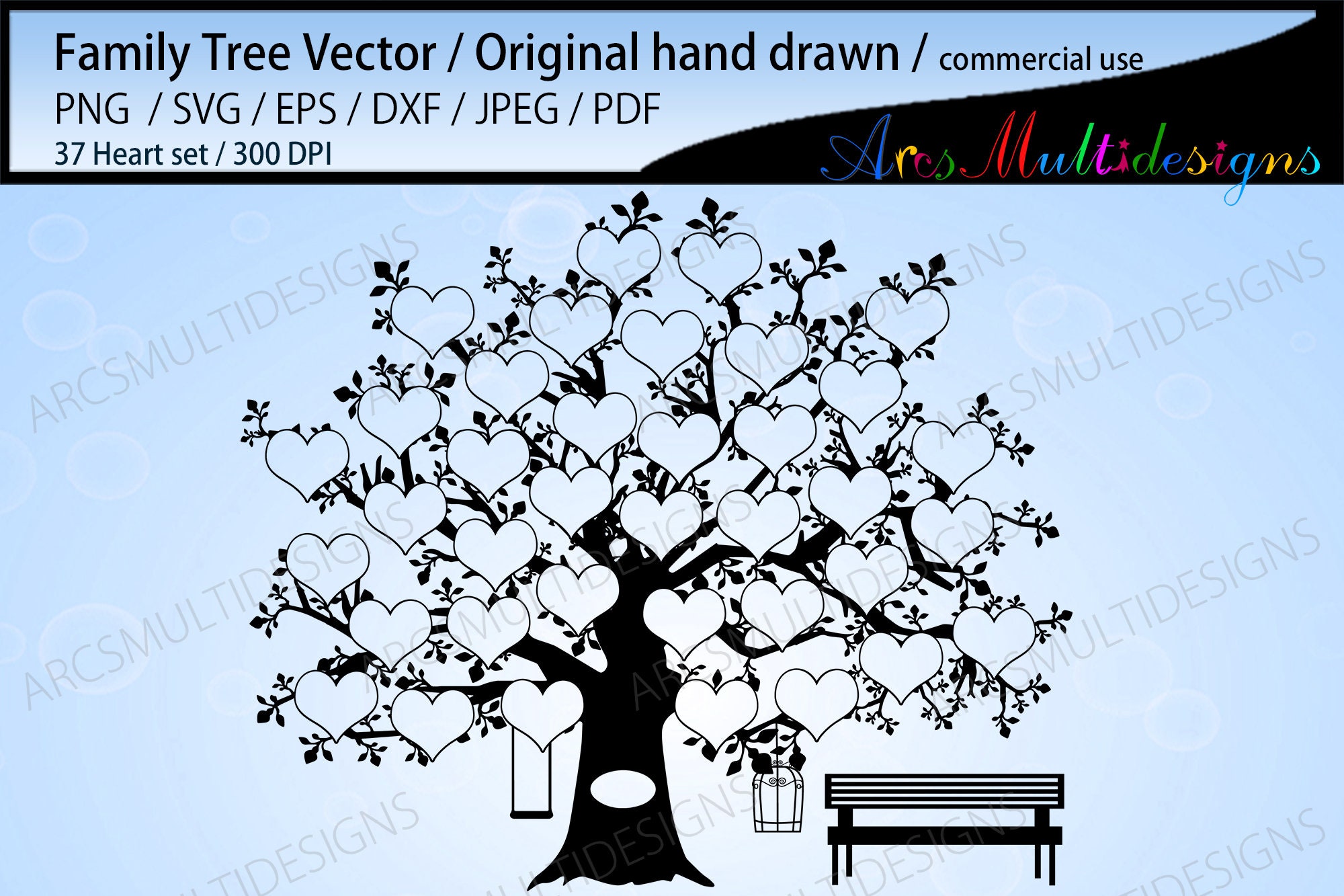Family Tree 37 Heart Template EPS Dxf Png Pdf Jpg SVG - Etsy