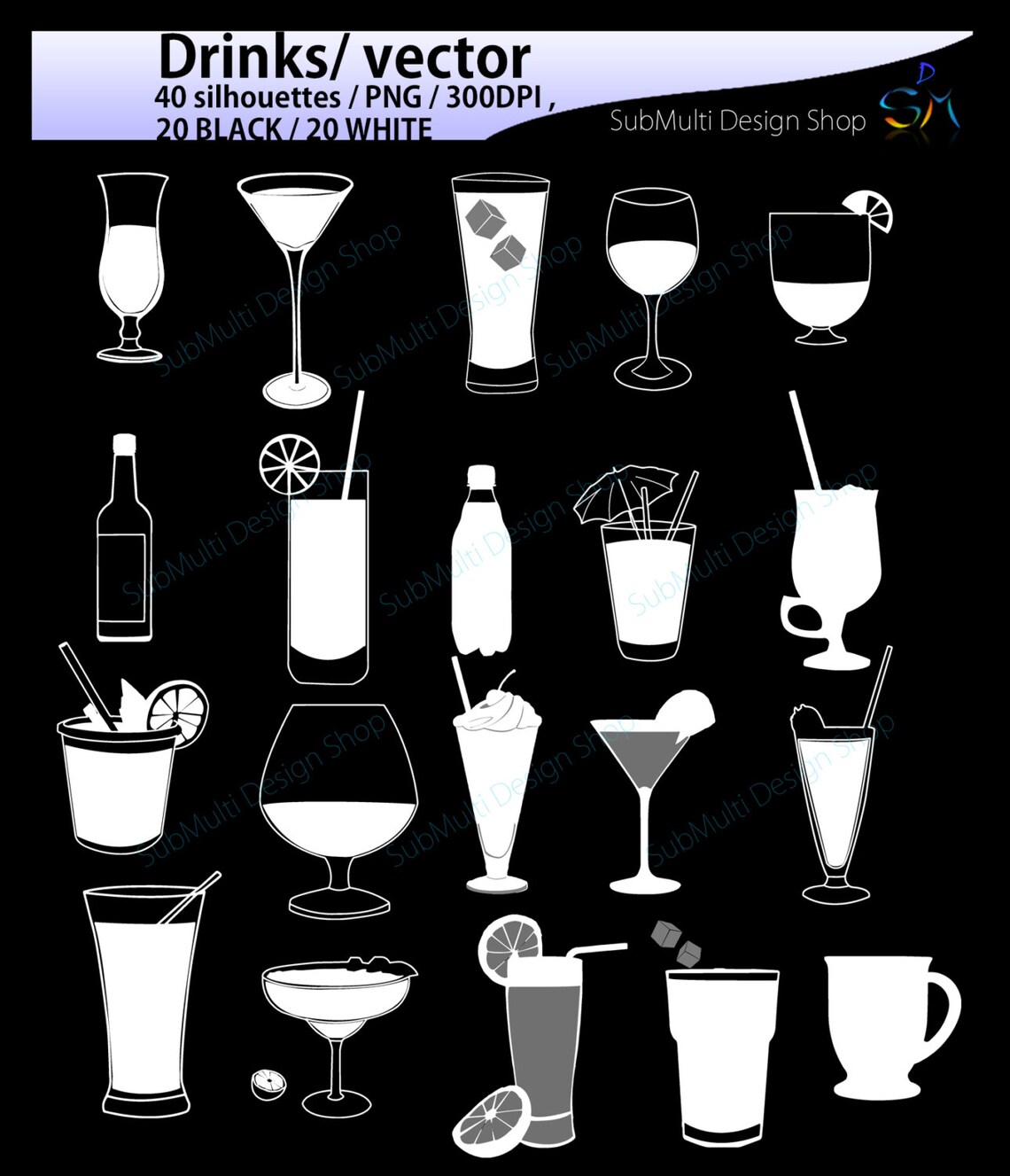 Boissons silhouette svg / Boissons / verre à boire / boissons - Etsy France