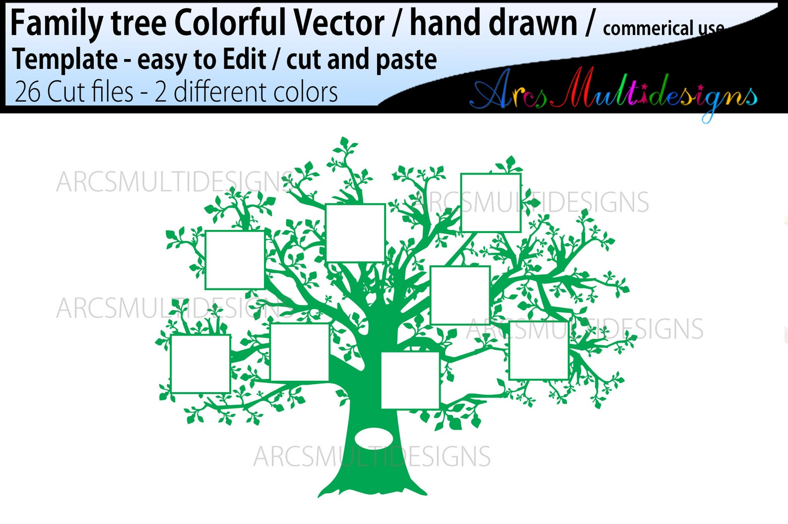 Heart Family Tree Template / Family Tree Svg Template / Family - Etsy
