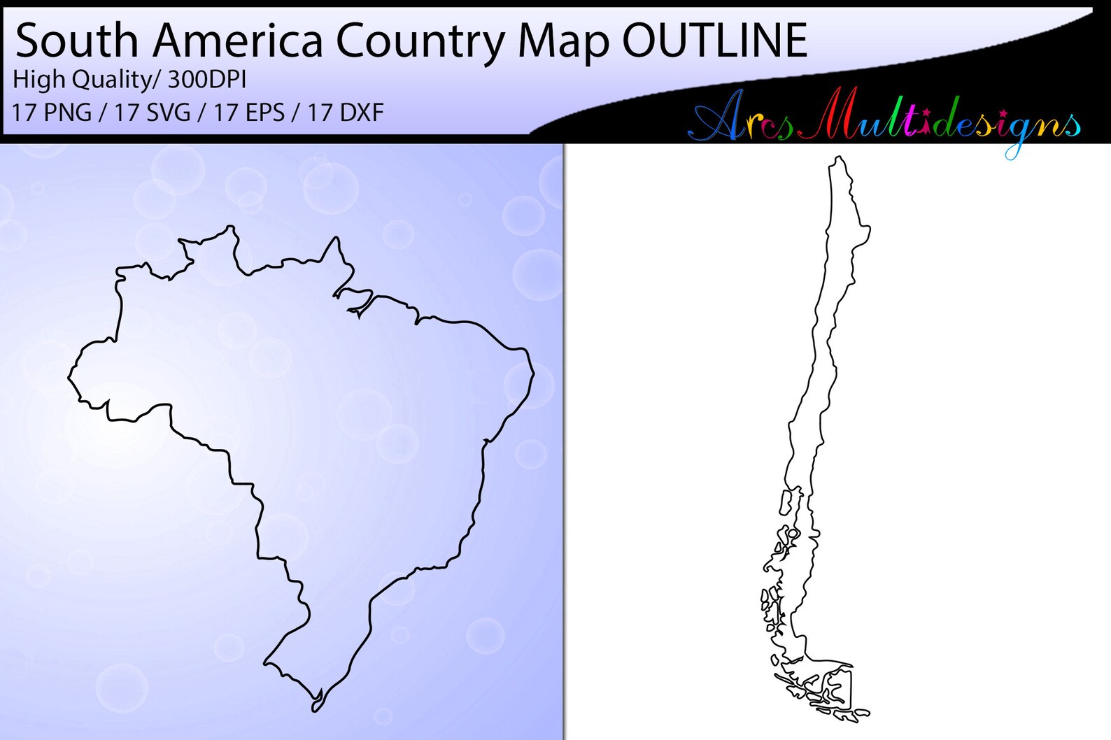 South America Countries Outline Map / South America Countries Map ...