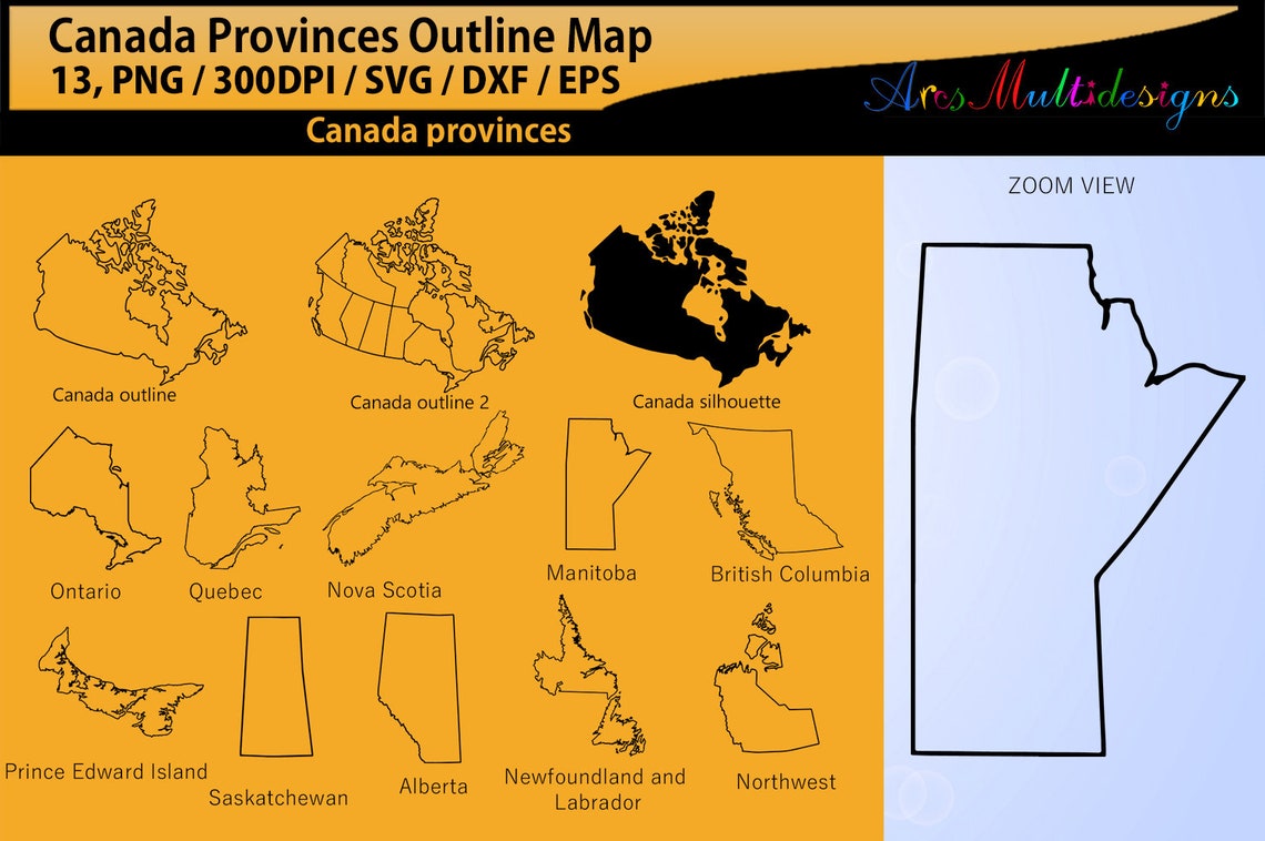 Canadian Provinces Outline / SVG / EPS / PNG / Dxf / Canada - Etsy